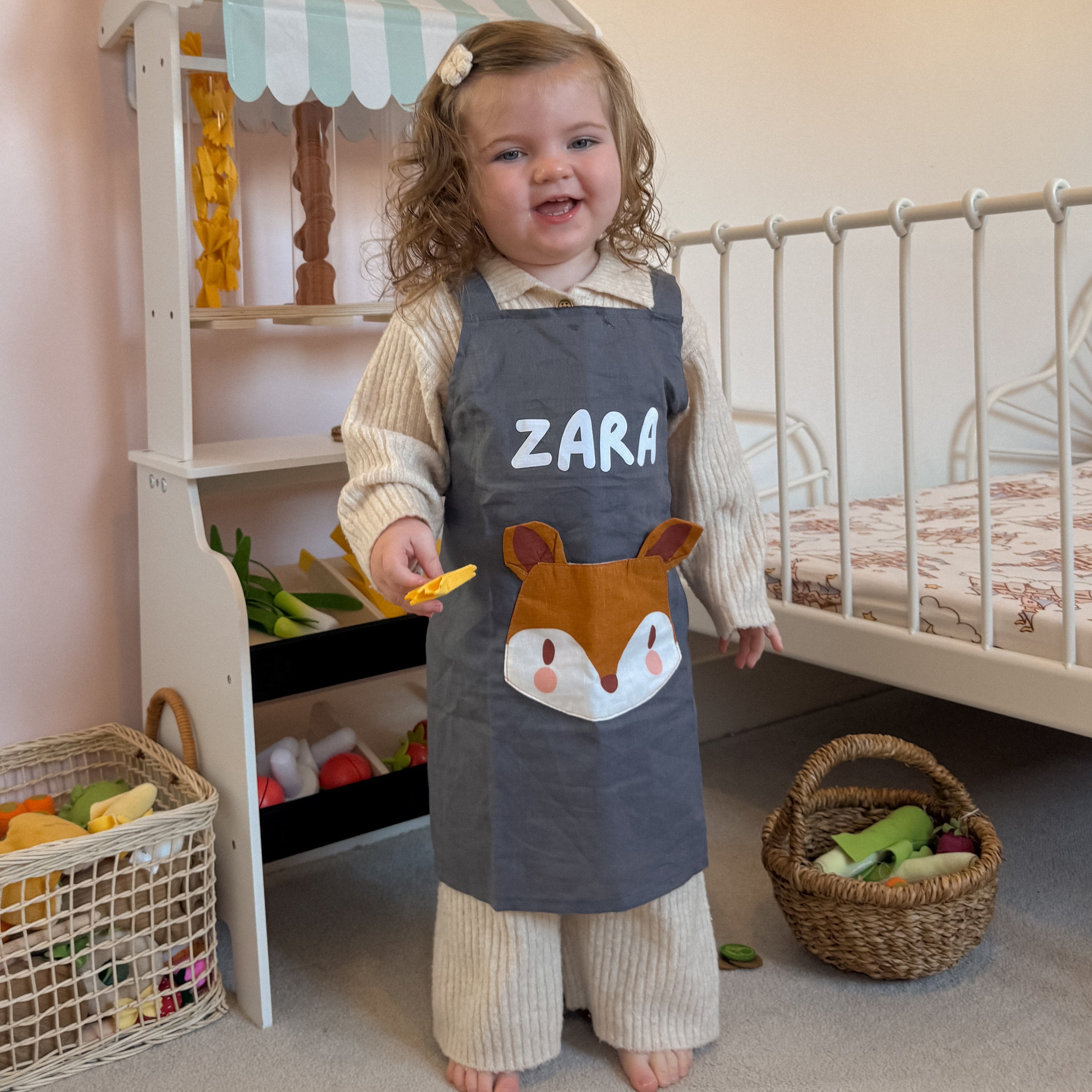 ThreadBear - Personalised Linen Apron - Fox | Mabel & Fox