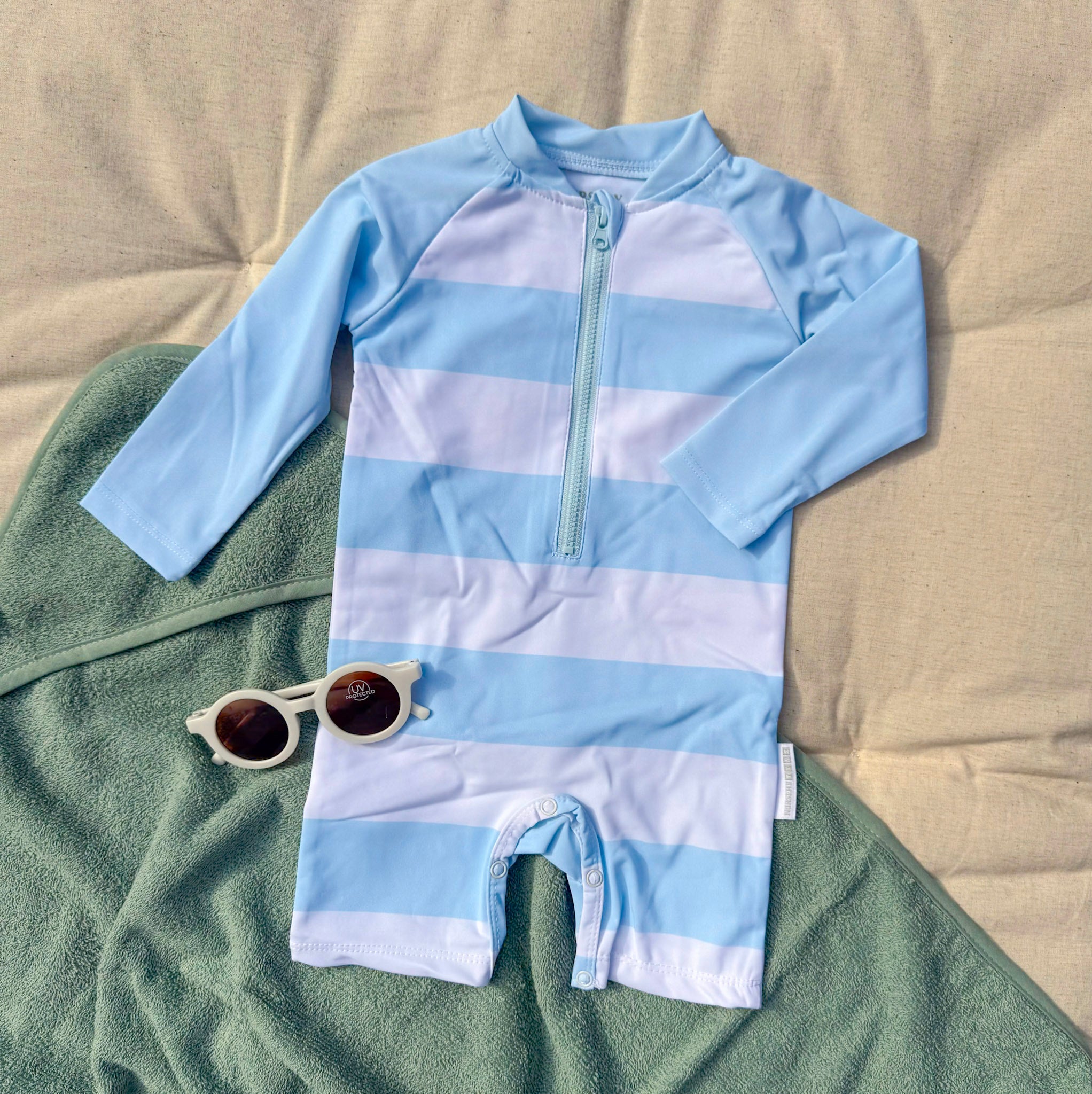 Mabel & Fox - Swimsuit Set - Blue Stripe (2 Pcs) | Mabel & Fox