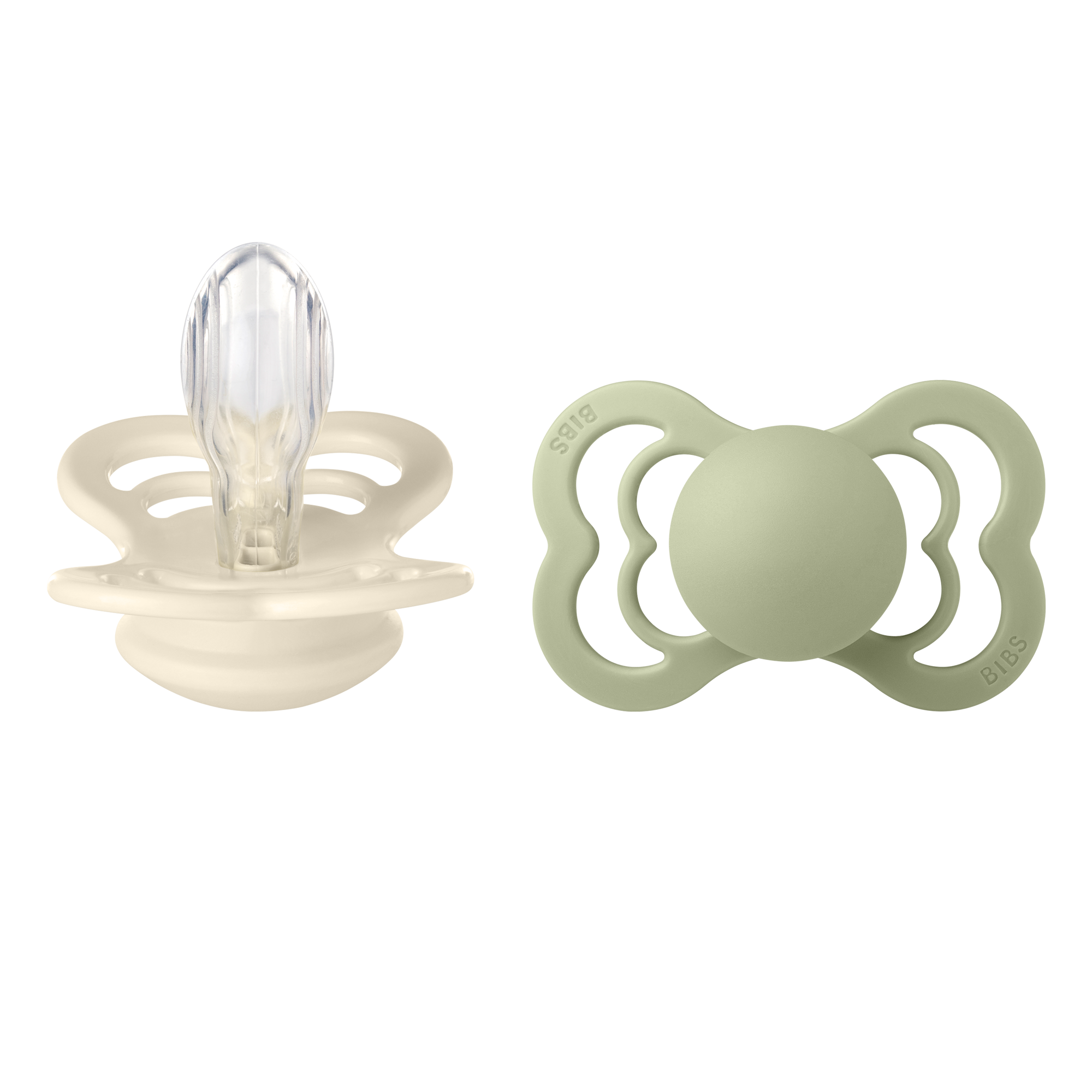 Bibs - Supreme Pacifier - Symmetrical Nipple - Ivory / Sage (Silicone ...