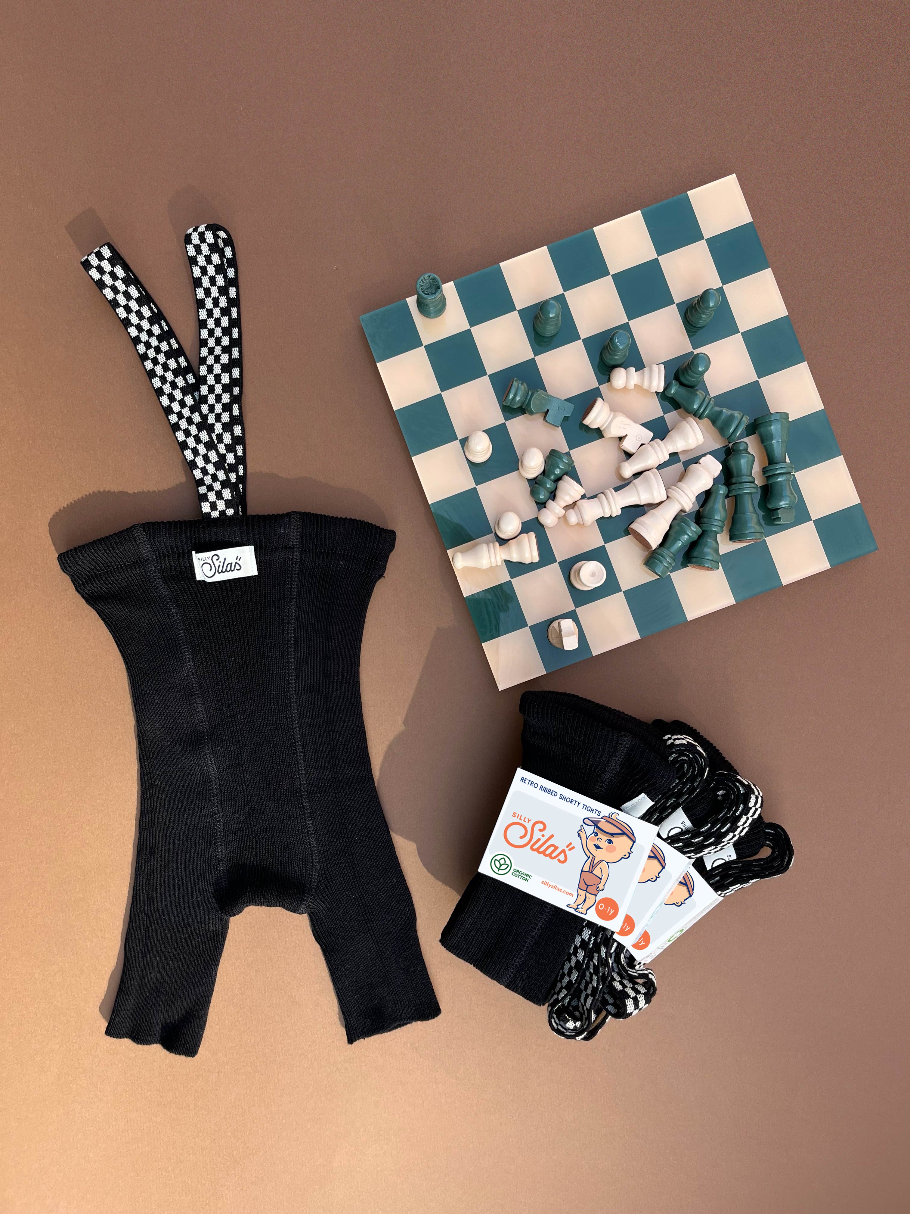 Silly Silas - Shorty Tights - Classic Black Checked | Mabel & Fox