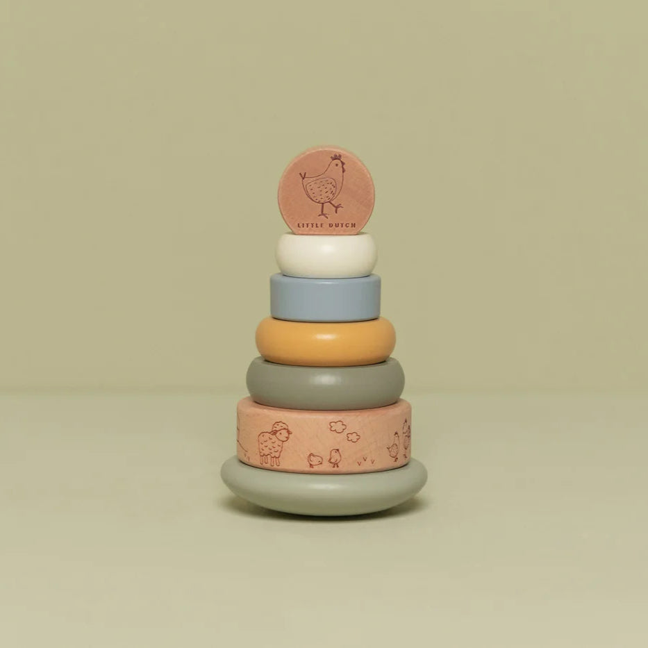 Little Dutch - Wooden Rocking Ring Stacker - Little Farm | Mabel & Fox
