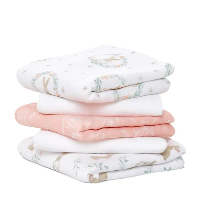Aden + Anais - Cotton Muslin Squares - Blushing Bunnies (5 Pack ...